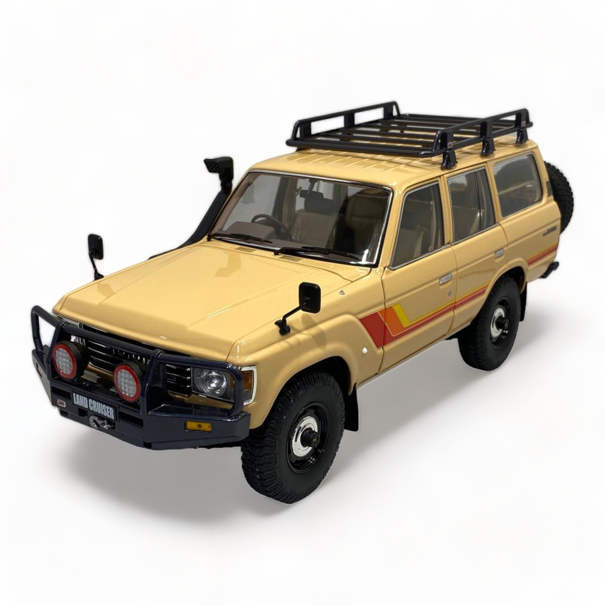 1/18 Diecast Toyota Land Cruiser 60 beige with sticker Kyosho Scale Mo – dturman.com